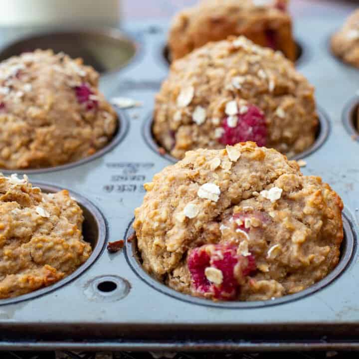Raspberry Oatmeal Muffins | She's Not Cookin'
