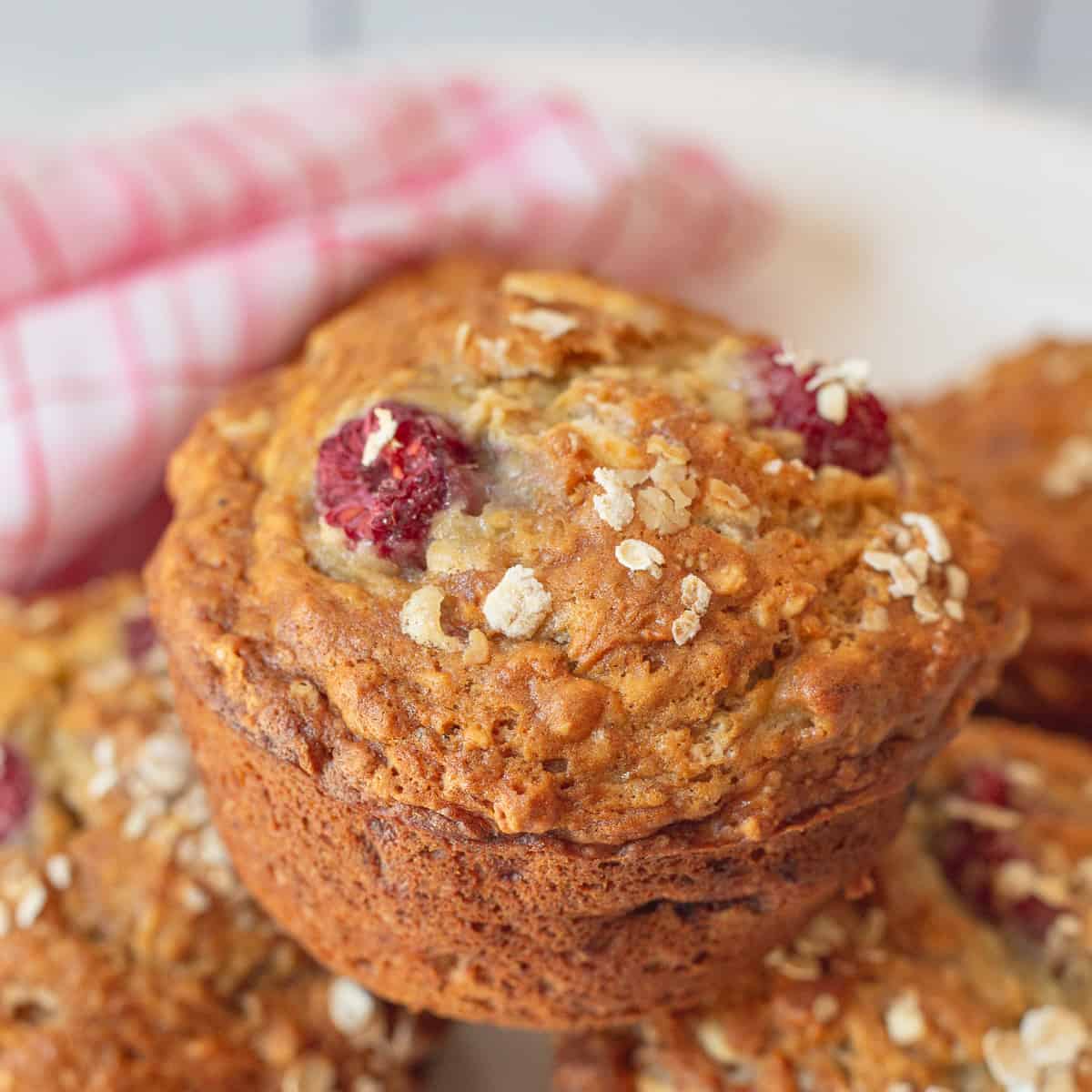Banana Raspberry Muffins with White Chocolate Recipe | She's Not Cookin'