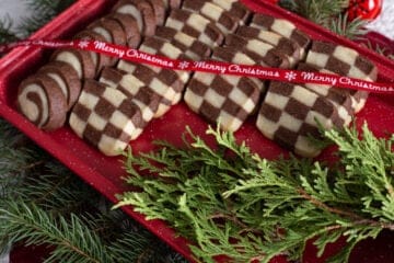 Checkerboard & Swirl Shortbread Cookies | She's Not Cookin'