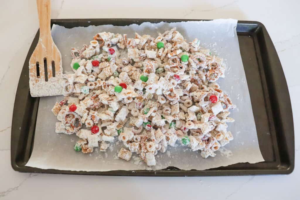 Christmas Chex Mix Recipe with M&M's | She's Not Cookin'