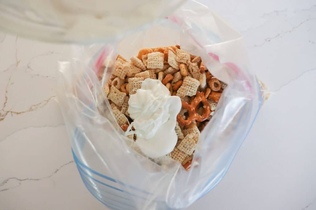 Christmas Chex Mix Recipe with M&M's | She's Not Cookin'