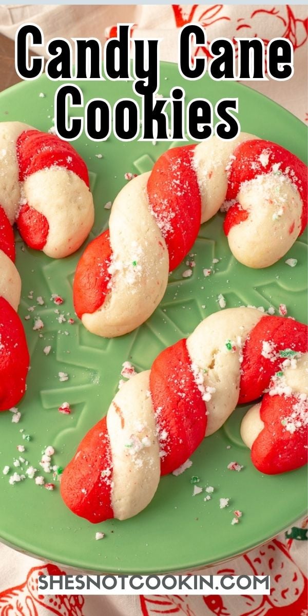 Candy Cane Cookies with Crushed Candy Canes | She's Not Cookin'