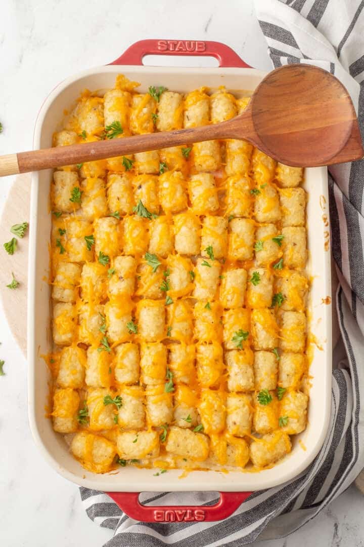 The BEST Chicken Tater Tot Casserole (Easy to Make!) | She's Not Cookin'