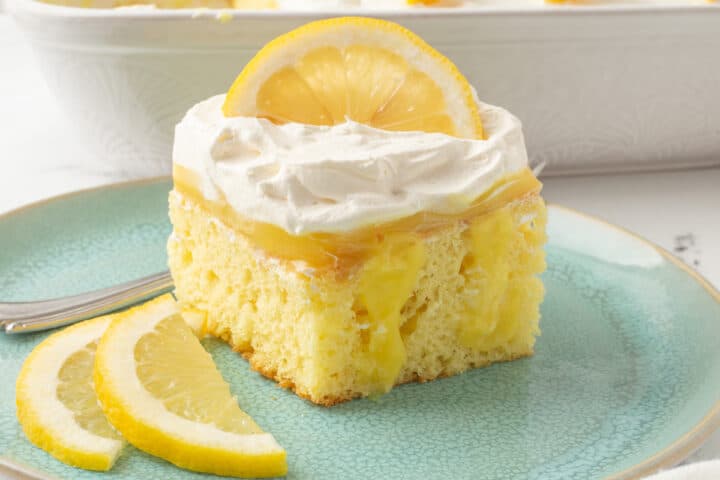 BEST Lemon Poke Cake Recipe (With Jello Pudding) | She's Not Cookin'