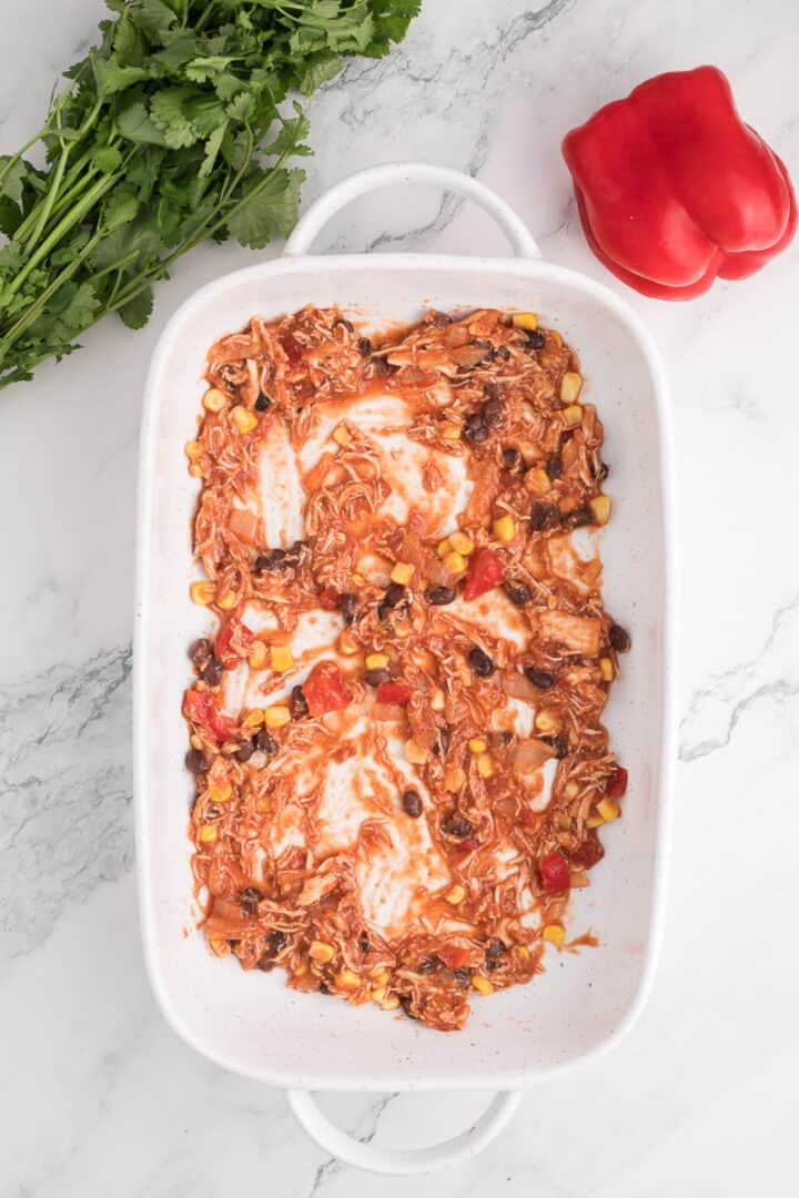 Easy Chicken Enchilada Casserole Recipe (15 Minute Prep Time) | She's ...