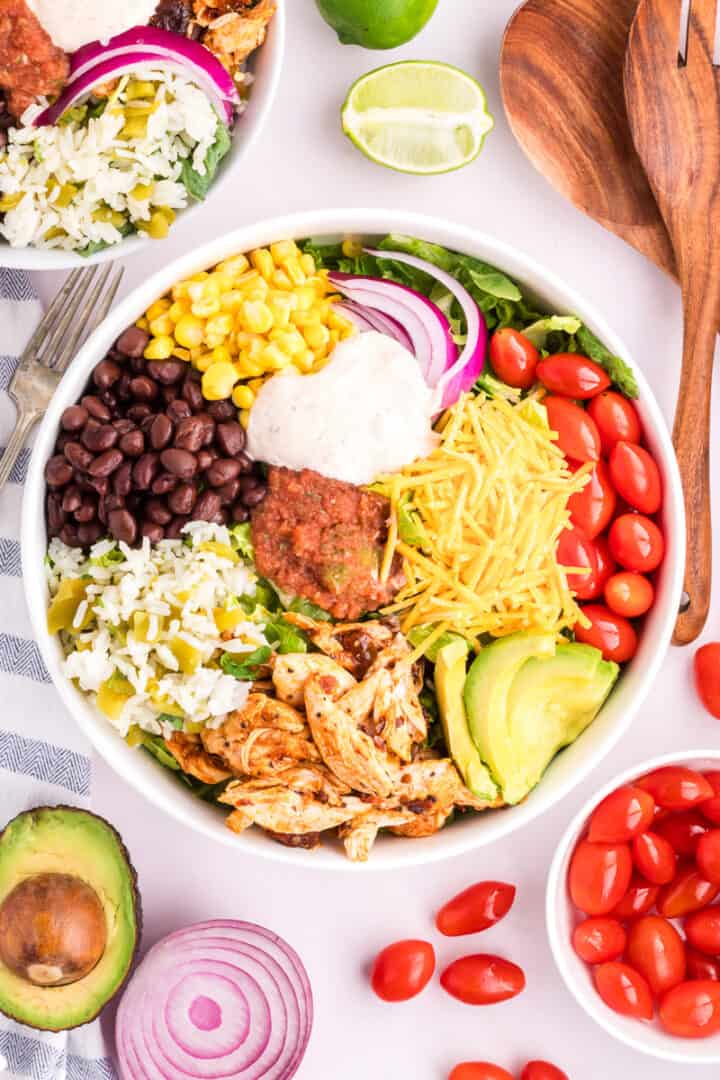 Easy Chicken Burrito Bowl Recipe (Chipotle Inspired) | She's Not Cookin'