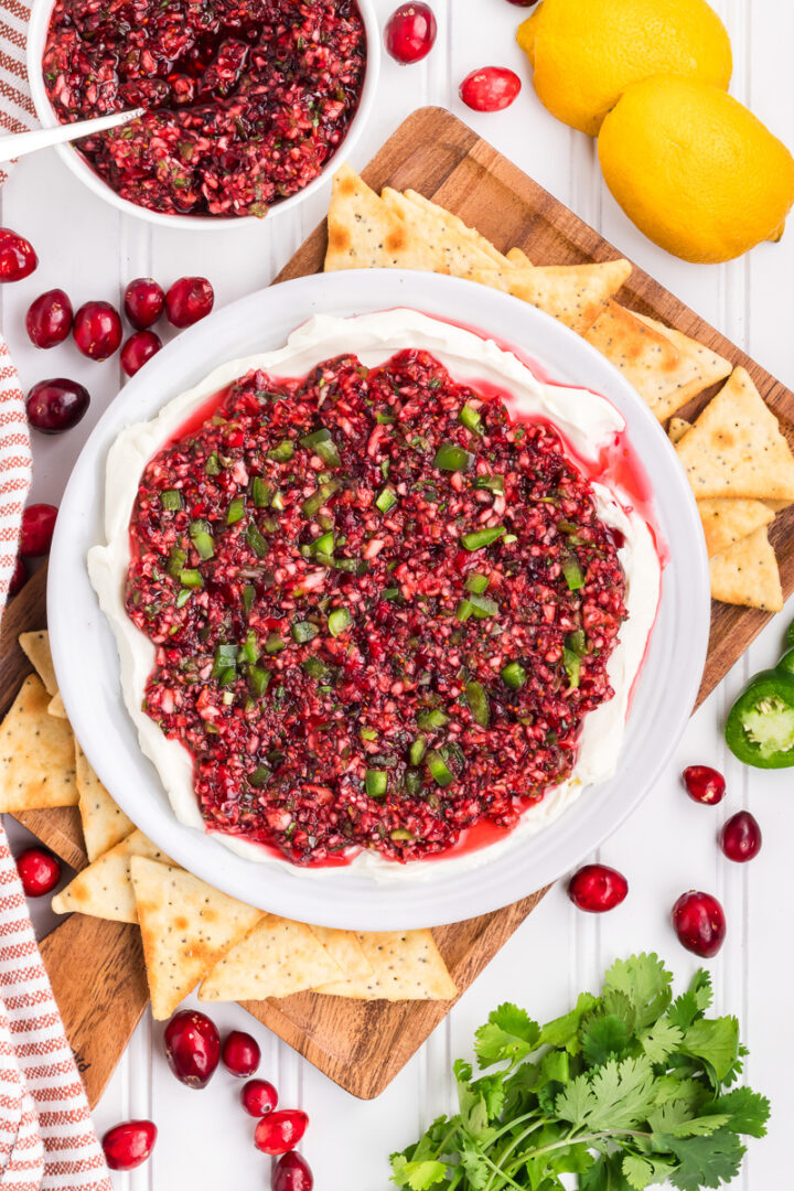 Cranberry Jalapeno Cream Cheese Dip | She's Not Cookin'