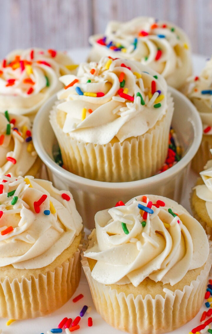 Easy Vanilla Cupcakes | She's Not Cookin'