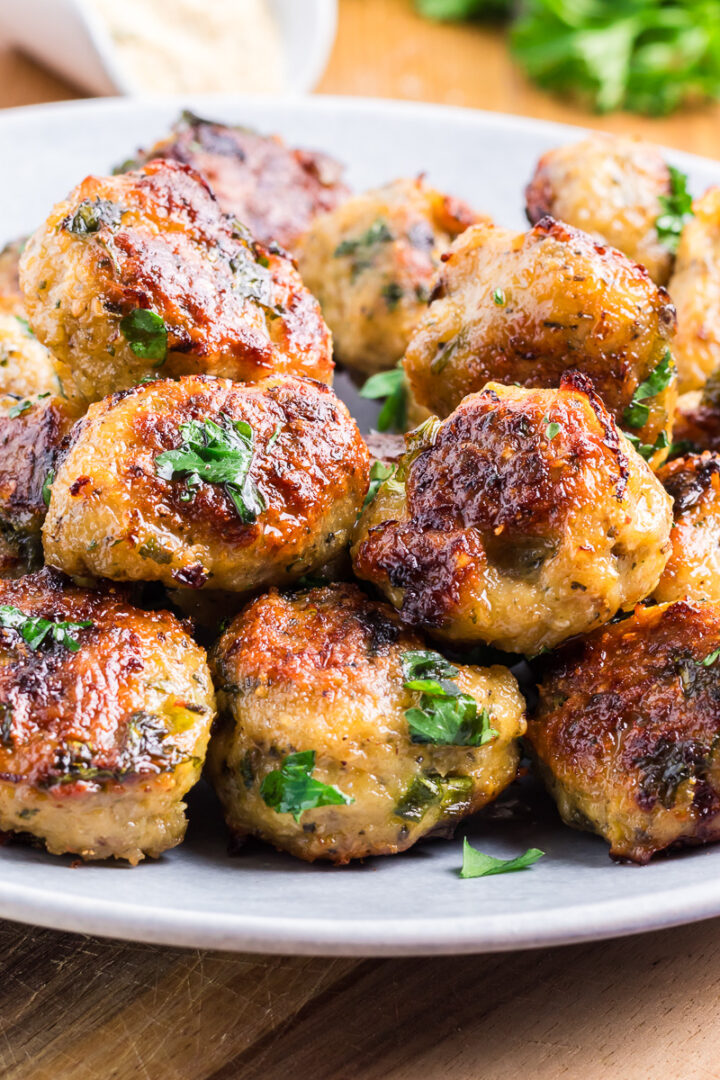 Easy Baked Chicken Meatballs | She's Not Cookin'