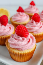 Lemon Cupcakes with Raspberry Buttercream | She's Not Cookin'
