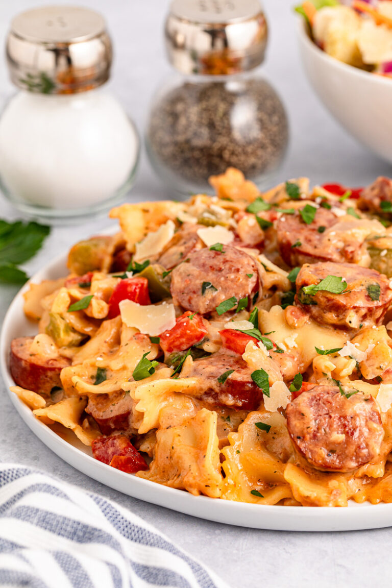 One Pot Kielbasa Pasta | She's Not Cookin'