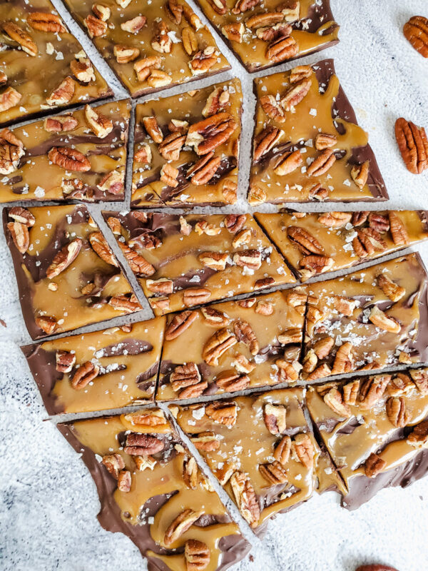 Caramel Chocolate Turtle Bark | She's Not Cookin'