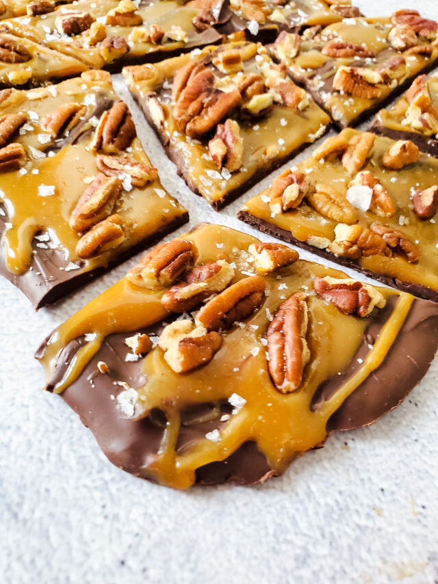 Caramel Chocolate Turtle Bark | She's Not Cookin'