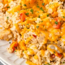 Cheesy Chicken & Rice Casserole | She's Not Cookin'