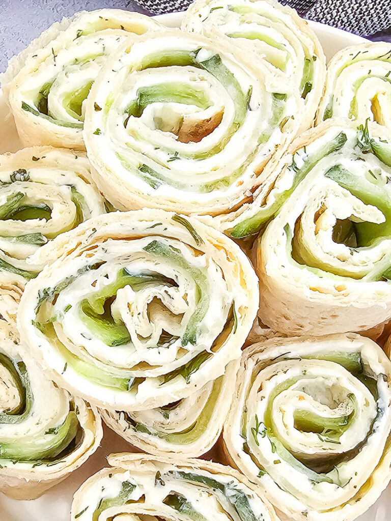 Fresh Dill & Cheese Cucumber Pinwheels | She's Not Cookin'