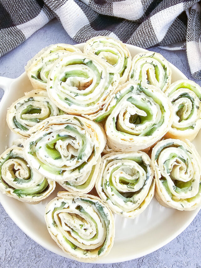 Fresh Dill & Cheese Cucumber Pinwheels | She's Not Cookin'