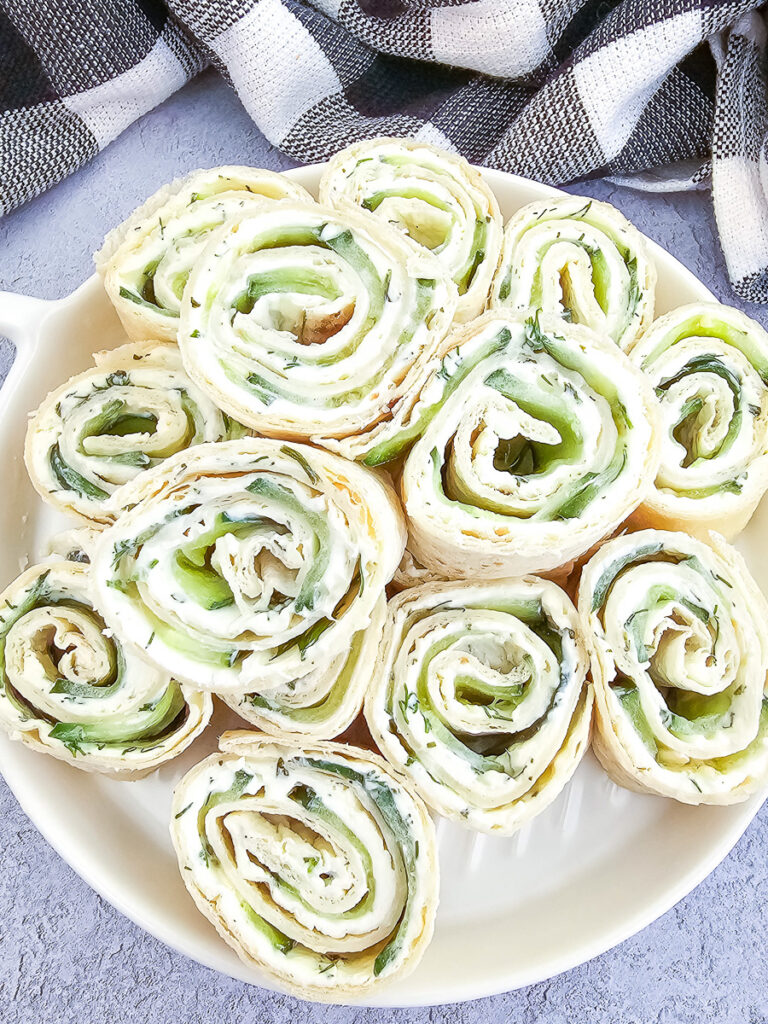 Fresh Dill & Cheese Cucumber Pinwheels | She's Not Cookin'