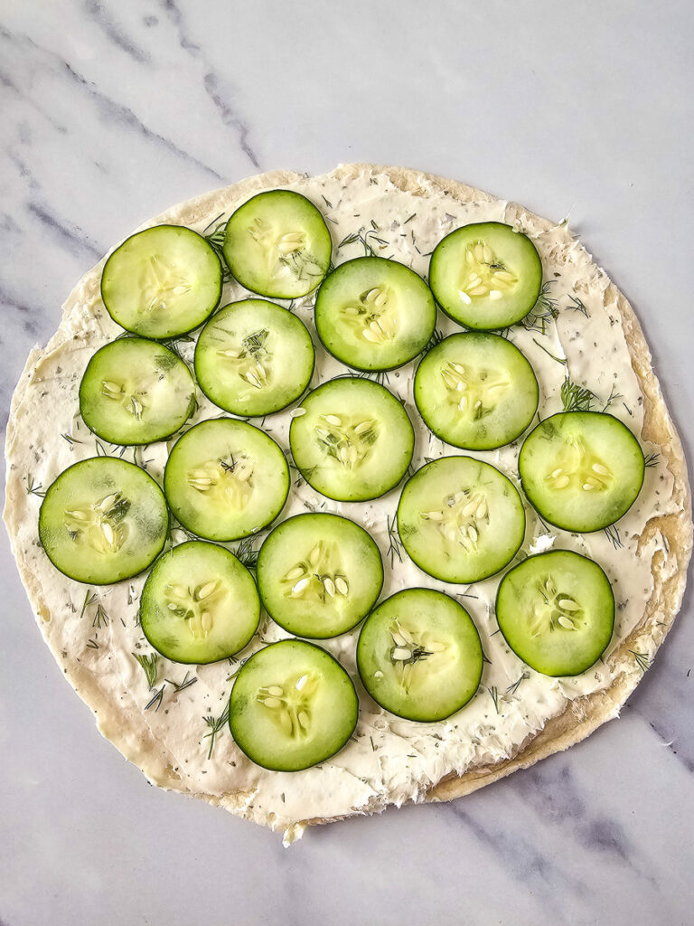 Fresh Dill & Cheese Cucumber Pinwheels | She's Not Cookin'