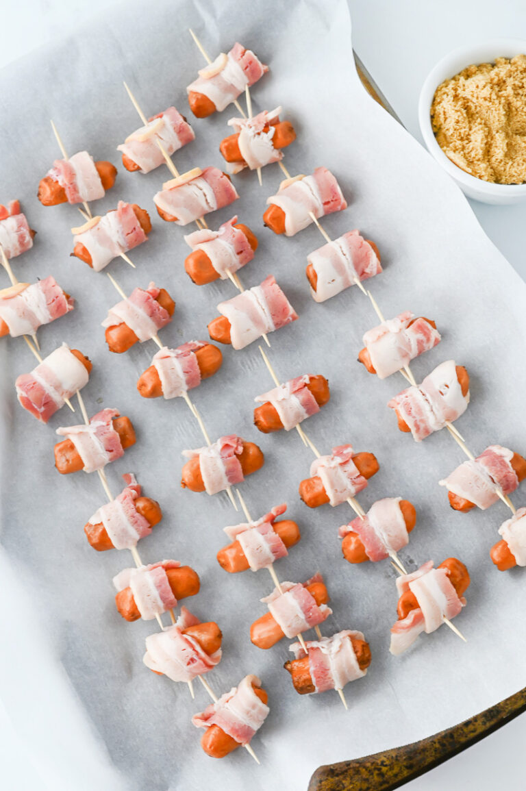 Brown Sugar Bacon Wrapped Little Smokies | She's Not Cookin'