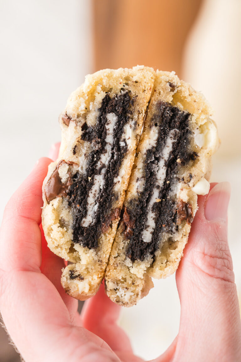 Oreo Stuffed Chocolate Chip Cookies | She's Not Cookin'
