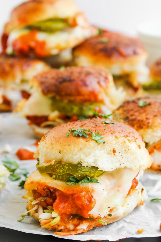 Buffalo Chicken Sliders | She's Not Cookin'